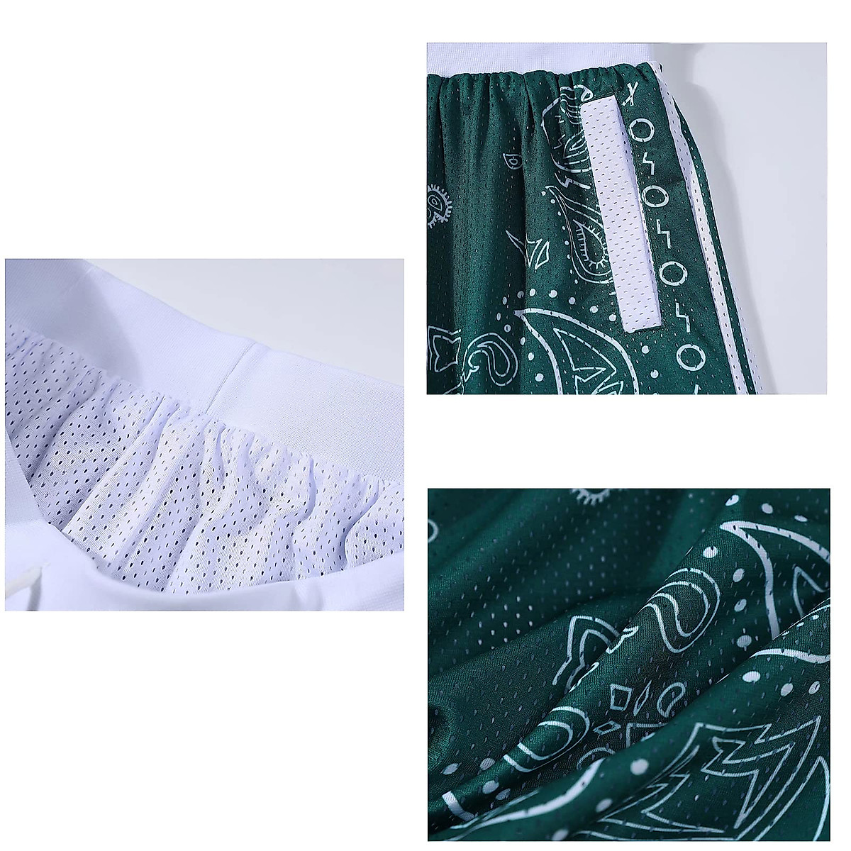 Baisile Basketball Shorts Men Mesh Athletic Gym Running Sports Workout Training Shorts with Pockets Drawstring-Green-2XL