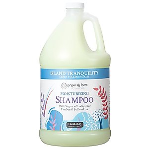 Ginger Lily Farms Botanicals Moisturizing Shampoo for All Hair Types, Island Tranquility, 100% Vegan & Cruelty-Free, Green Tea Lemongrass Scent, 1 Gallon (128 fl oz) Refill