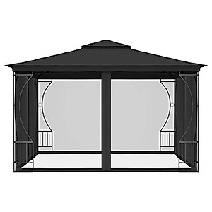 CHARMMA Aluminum Gazebo, Galvanized Steel Roof Metal Gazebo with Aluminum Frame, Patio Gazebo with Curtains and Netting for Patios, Gardens, Lawns 9.8'x9.8'x8.7' Anthracite