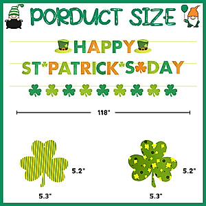 St.Patricks Day Decorations,1 Felt Shamrock Clover Garland+ 1 Happy St.Patricks Day Banner+8Pcs Hanging Swirls,St. Patrick 's Day Banner Decor perfect for Irish party supplies- Green and Light Green Color