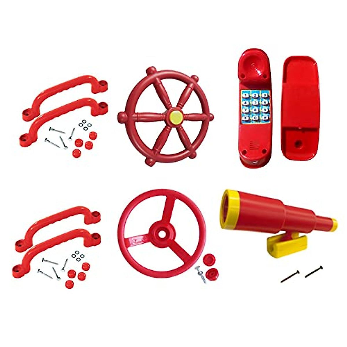 MERIGLARE Playground Equipment Outdoor Playset Steering Wheel Easy to Install Toy Phone Pirate Ship Parts Swingset Attachments for Backyard Kids Gifts