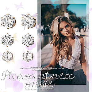 Rofusn Men's Women 6PCS CZ Inlay Round Non-Pierced Magnetic Clip On Earrings 6-8mm Fake Gauges Ear Studs Earrings Jewelry