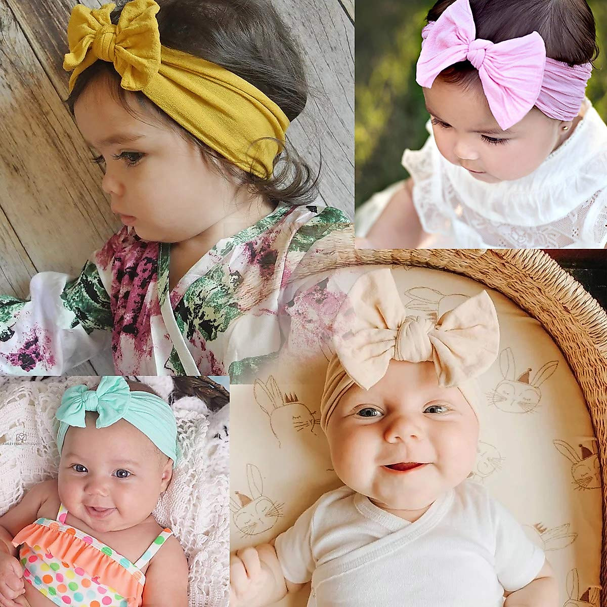 JOYOYO 16 Colors Soft Wide Turban Baby Headbands with 4.5 inches Hair Bow Headwraps for Baby Girls Infants Newborn Hair Accessories Toddlers Kids and Children