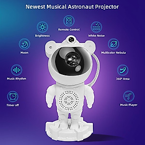 Star Projector Galaxy Night Light Projector, with Remote Control&Music Speaker, Voice Control&Timer, Starry Light Projector for Baby Kids Adults Bedroom/Decoration/Birthday/Party