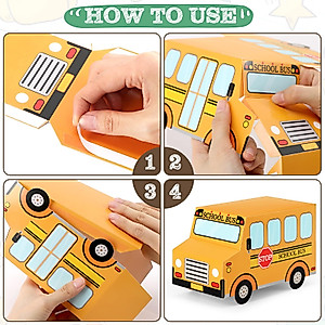 Sinasasspel Back to School Party Treat Boxes School Bus Favor Boxes for First Day of School Classroom Decorations Teacher Appreciation Gifts Birthday Party Supplies, Set of 12