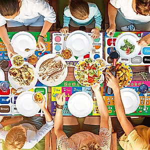 Patelai 4 Pcs Educational Preschool Placemat for Toddler and Kid, Non Slip Washable Reusable Learning Placemat for Nursery Homeschool Kindergarten Classroom Supplies(Alphabet, Shape, Color, Number)