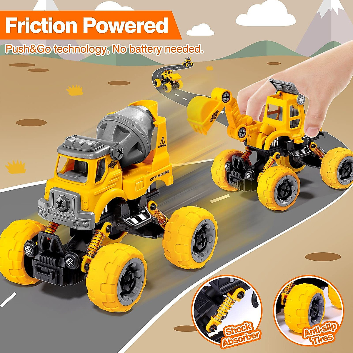 LUDILO 4PCS Take Apart Toys for 4 Year Old Boys Construction Toys with Electric Drill DIY Assembly Building Stem Toys Trucks Gifts for 3 4 5 6 7 8 Year Old Boys Girls Kids Learning Educational Toys