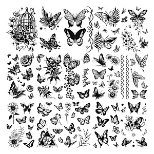 Cerlaza 20 Sheets Small Butterfly Temporary Tattoos for Women, 120 Styles Black Butterflies Tattoo Stickers Waterproof Long Lasting, Butterfly Themed Decorations Gifts for Girls Kids