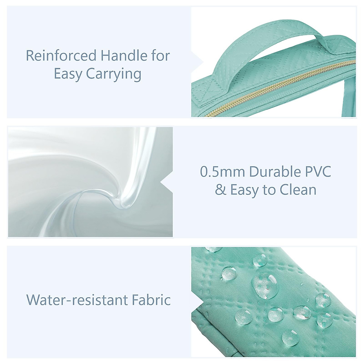 PACKISM TSA Approved Toiletry Bag, 2 Pack Clear Makeup Bags with Handle Large Opening, Clear Toiletry Bags Fit Carry-on Travel Essential, Clear Travel Bags for Toiletries, Turquoise Green