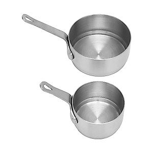 2pcs Stainless Steel Mini Sauce Pan, Cooking Sauce Cup with Handle Sauce Cooking Pot for Home Restaurant Grocery Store Banquet Outdoor Picnic