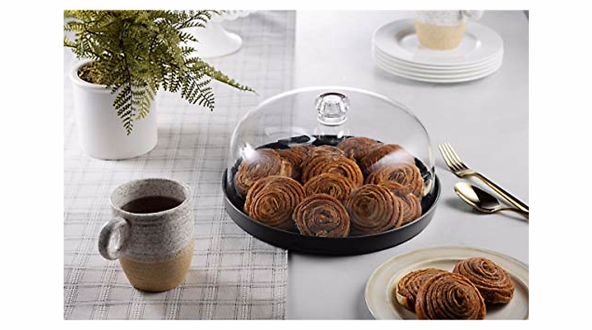 Godinger Cake Stand, Cake Plate Server with Dome, Metal Serving Tray ...