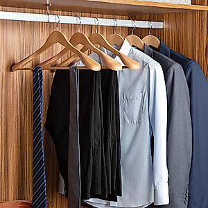 ELONG HOME Suit Hangers, 6 Pack Heavy Duty Wooden Hangers with Extra Wide Shoulder, 17.5″ Luxury Coat Hangers for Closet, Natural Hangers with 360° Swivel Hook & Strong Pant Bar