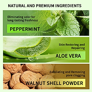 Armpit Detox and Body Scrub 8.8oz || with Peppermint and Aloe Vera for Odors Removing, Exfoliating, Moisturizing, Smoothen and Tighten, for Legs, Knee, Feet, Hands Whole Body