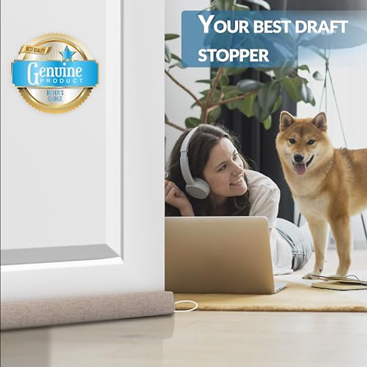 Triangle Door Draft Stopper，36" Weighted Under Door Draft Blocker Bottom Door Seal Noise & Air，Interior Sound Proof Door Snake Draft Insulation Washable Stopper | Cool in Summer & Warm in Winter，Brown