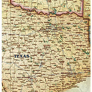 American Map Store Beautiful Wall Map of the United States of America - Classic Antiqued Atlas Style - Extra Large - 73''x40'' - Select Paper or Laminated (Paper, 73'' Wx40'' H)