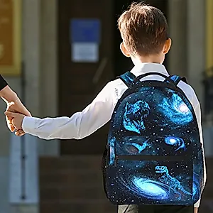 Dinosaur Backpack for Men Animals Blue Space Galaxy Print Bookbags for Men Lightweight Waterproof Adjustable Strap Bags Travel Laptop Backpack
