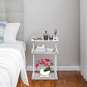 JAZORR Acrylic Side Table, 3 Tier Clear Nightstand, Clear End Table, Acrylic Tall Side Table, Small Place Transparent Furniture Decorative for Bedside Frame, Sofa, Living Room, Bedroom