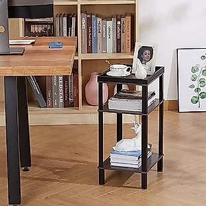 ZEXVIDA Side Table for Small Spaces,3 Tier End Table Under Desk Storage with Storage Shelf, Small Bedside Table,Nightstand for Living Room, Bedroom, Office,Grey