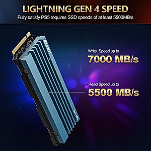 INLAND 1TB Gaming Performance Plus NVMe Internal Gaming SSD Solid State Drive with Heatsink Optimized for PS5 - Gen4 PCIe, M.2 2280, DRAM Cache, 176-Layer TLC 3D NAND Flash, Up to 7000MB/s