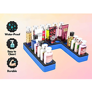 Polar Whale Lotion and Body Spray Stand Organizer Tray Blue and Black Durable Foam Washable Waterproof Insert for Home Bathroom Bedroom Office 16.25 x 16.25 x 2 Inches 22 Slots