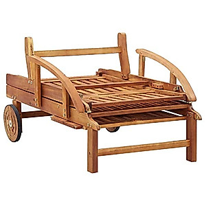 Folding Sun Lounger with Gray Cushion | Foldable Chaise Lounge with Wheels | Adjustable Outside Patio Sunlounger | Outdoor Wooden Garden Lounge Chair | Weather Resistant Brown Solid Acacia Wood