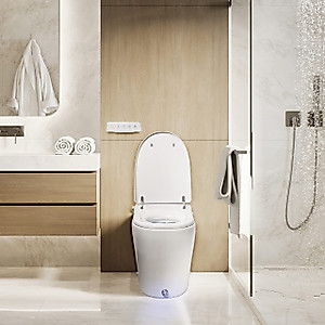 BidetMate 6000 Intelligent Elongated Bidet Toilet – Hands-Free Open/Close – Instant Heated Water, Dryer, & Seat – Quick Drying Cyclone-Dri Tech, Walk Away Auto Power-Flush, Auto Night Light - w/Remote