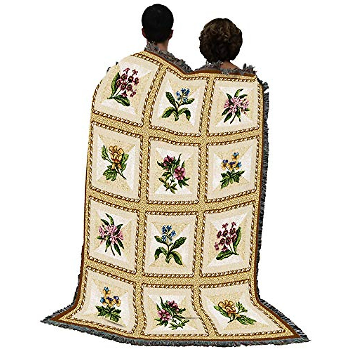 Pure Country Weavers French Floral Blanket by Susan Welsch - Garden Floral Gift Tapestry Throw Woven from Cotton - Made in The USA (72x54)