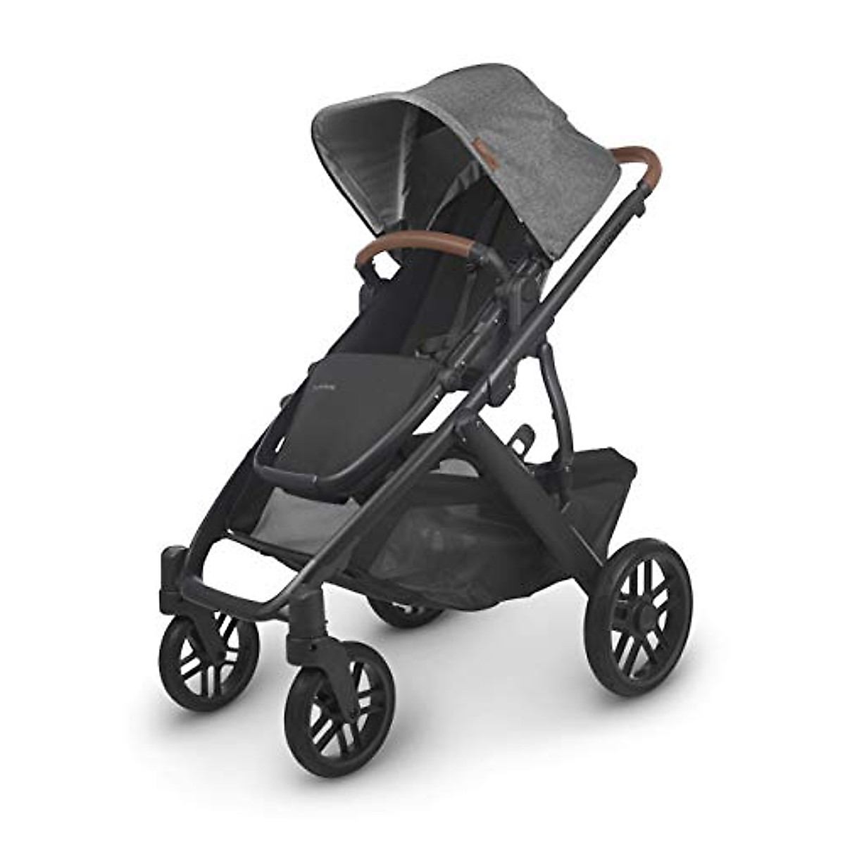 UPPAbaby Vista V2 Stroller- Greyson (Charcoal Melange/Carbon/Saddle Leather) + Upper Adapters + RumbleSeat V2- Greyson (Charcoal Melange/Carbon/Saddle Leather)