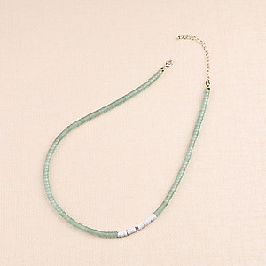 COAI Heishi Howlite Green Aventurine Stone Beaded Choker Necklace for Women