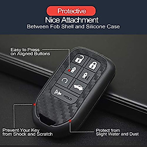 INFIPAR 2pcs Compatible with Honda Odyssey 7 Buttons Smart Carbon Fiber Looks Rubber Silicone Case Cover Protector Keyless Remote Jacket for 2018 2019 Honda Odyssey Elite EXL EX EX-L LX Touring