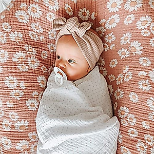 Ely's & Co. Cotton Muslin Swaddle Blanket 1-Pack — 100% Cotton Muslin Extra-Large Swaddle Blankets (47” x 47”) Printed (Pink Pin Dot)