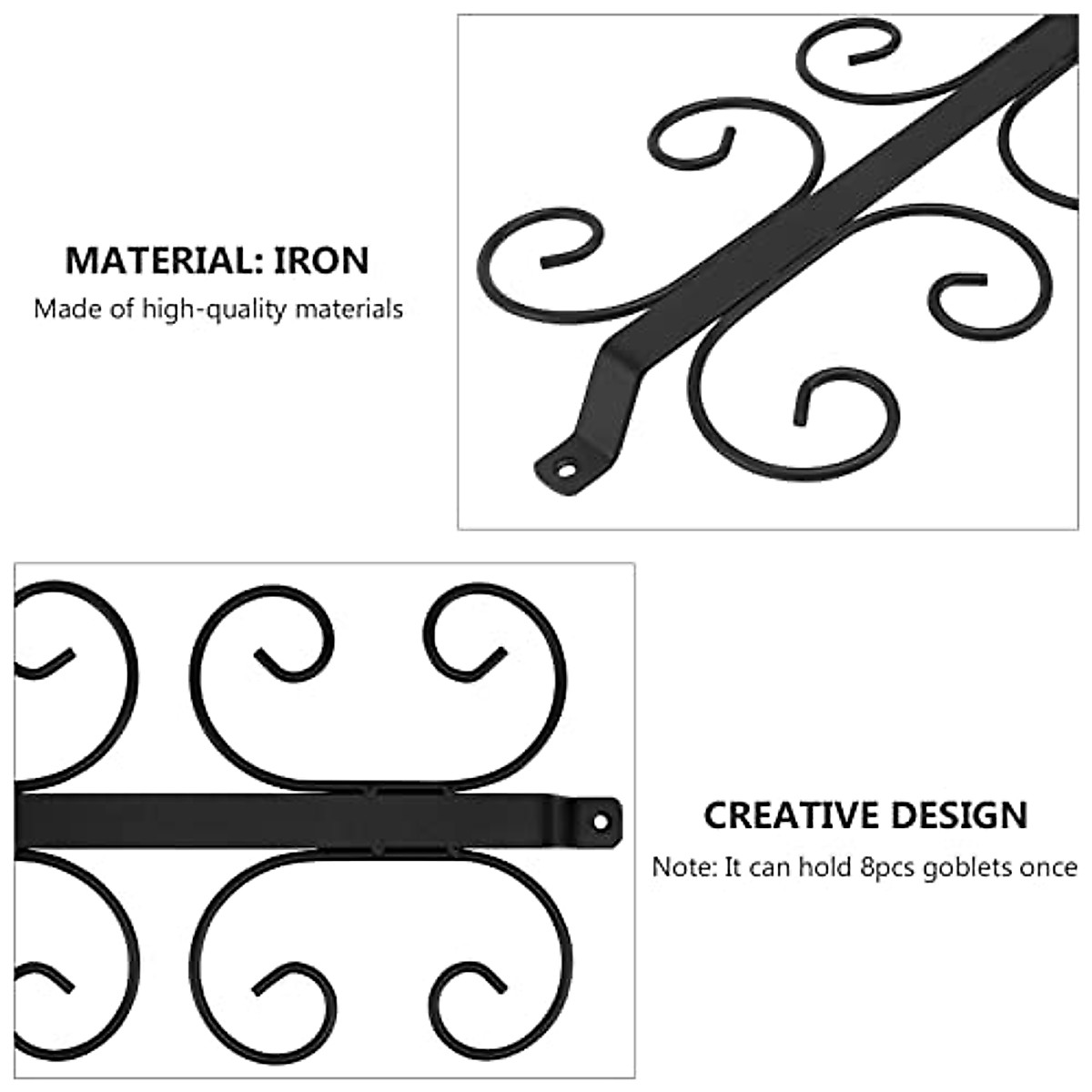 Alipis 3pcs Black Rack Down Storage Wine Iron Upside Glasses Slot Hanger Metal Hanging Gadget Racks Cup Home Restaurant Cabinet Holder Glass for Kitchen Goblet Drainage Draining