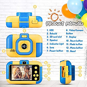 Camera for Kids 3-10 Years,Kids Digital Camera Christmas Birthday Gifts for Boys and Girls,2.4 Inch 1080p Dual Lens Children Video Camera Toys (32G)