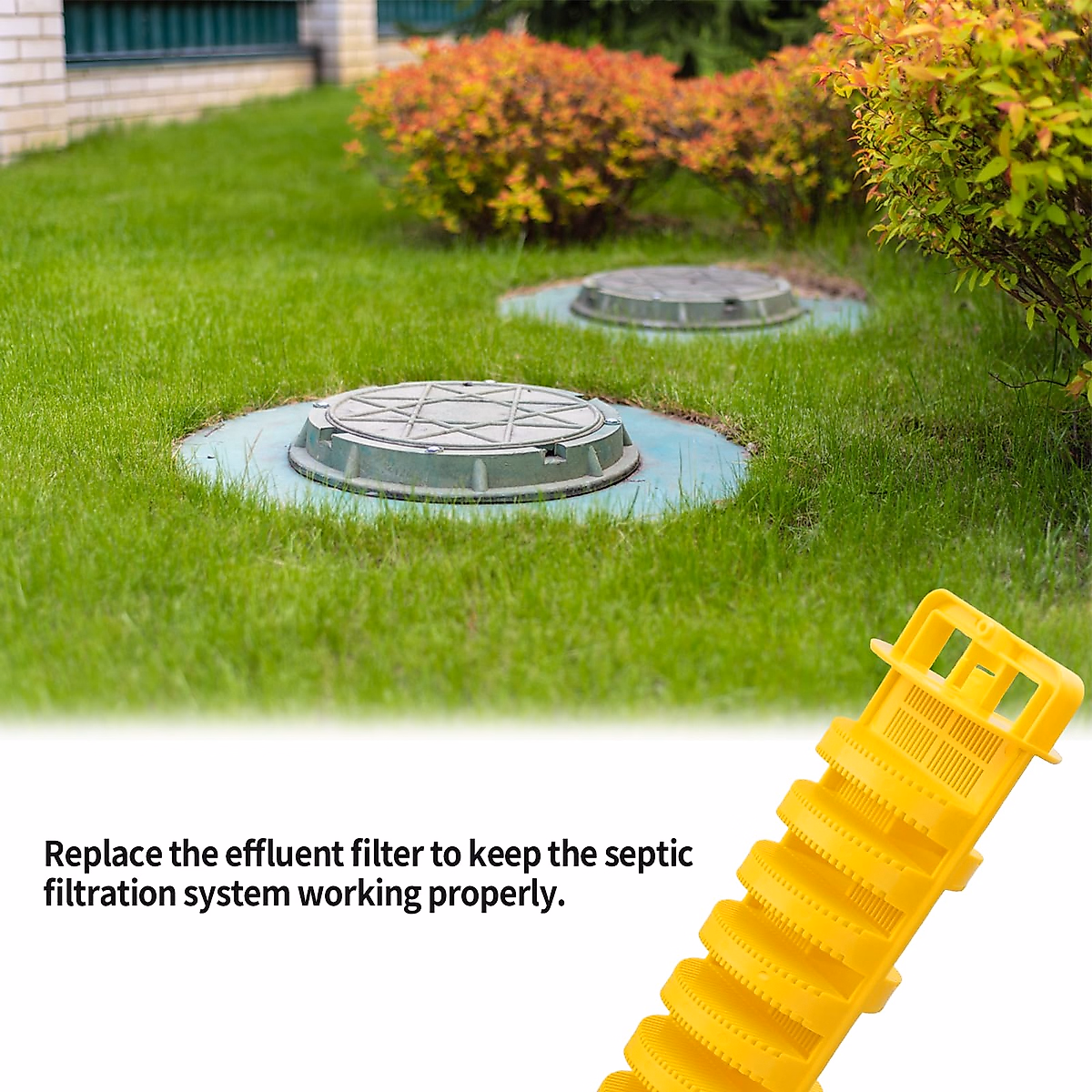 Septic Tank Filter for 4 Inch Pipe, Residential Sewer Effluent Filter Cartridge, Replacement Under-Sink Water Filters Leach Field Pipe Part
