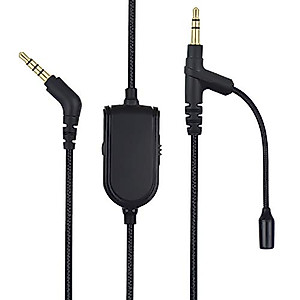 Headphone Audio Cable Mic Boom Nylon Braided Cord Compatible with Gaming PS4 PC Laptop, Compatible with Beats Headphones (Black)