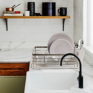 Neat-O Stylish Sturdy Stainless Steel Metal Wire Medium Dish Drainer Drying Rack (Stainless Steel, Chrome)