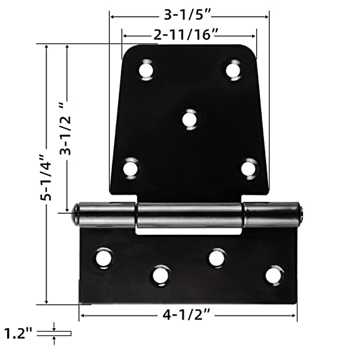 Heavy Duty Gate Hinges 3.5 inch 4 Pack, Black Iron Door Hinges for Shed Barn Wood Fence Gate (Included Screws)