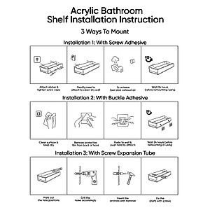 Vervo Acrylic Shower Bathroom Shelves, 2 Pack Adhesive Transparent Caddy Organization, Clear Home Wall Shelf, Floating, No Drilling Extra Thick Storage and Decor