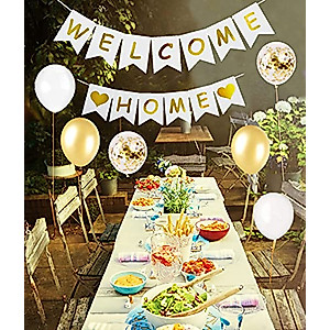 Mannli Welcome Home Banner Decoration with Letax Balloons for New Home Baby Shower Family Party Decorations