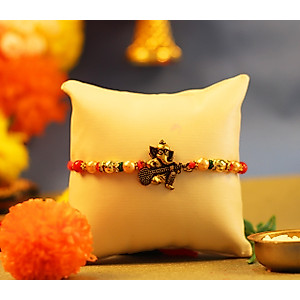 ARTISENIA Majestic Ganesha Playing Veena Rakhi for Brother Raksha Bandhan Rakhi Thread Bracelet Wrist bands for Loving Brother Sister