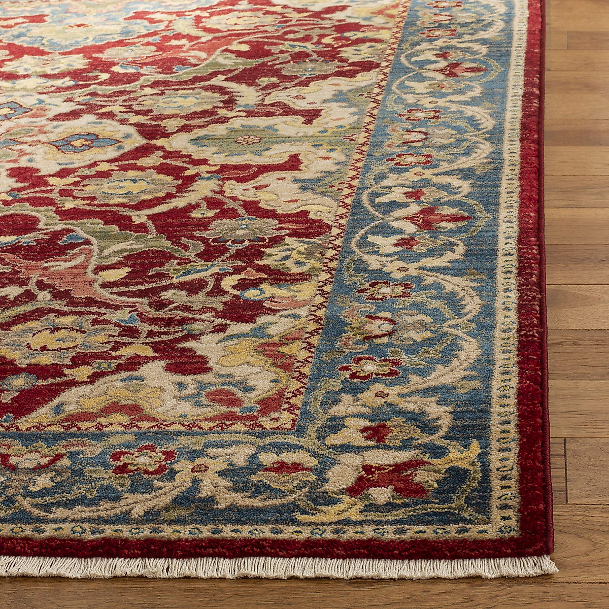 SAFAVIEH Kashan Collection Area Rug - 9' x 12'6", Red & Blue, Traditional Oriental Design, Non-Shedding & Easy Care, Ideal for High Traffic Areas in Living Room, Bedroom (KSN307Q)
