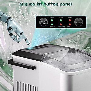 rosmena Bullet Ice Maker, 26.5 lb/24H Counter Top Ice Maker with Self-Cleaning Function, 9 Cubes Ready in 7-8 Mins, Portable Ice Maker Suitable for Home, Office, Kitchen, RV