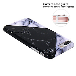 iPhone 7 Plus Case, iPhone 8 Plus Case, JAHOLAN White Black Geometric Marble Design Clear Bumper TPU Soft Rubber Silicone Cover Phone Case for Apple iPhone 7 Plus/iPhone 8 Plus