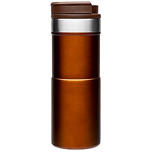 Stanley NeverLeak Travel Mug .35L / 12OZ Maple – Leakproof - Tumbler for Coffee, Tea & Water - BPA FREE - Stainless-Steel Thermo Cup - Rotating lid covers drink when closed - Dishwasher Safe