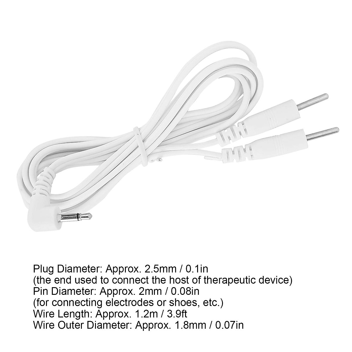 Sonew 10pcs / Bag DC 2.5mm 1.2m 2?in?1 Pin Type Electrode Lead Wires Cable, Compatible Lead Wires for TENS Unit Physiotherapy Machine