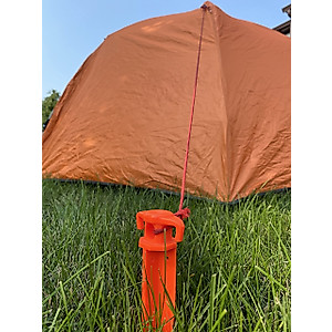 16" 12 PCS Tent Pegs Garden Stakes Durable and Strong Plastic Tent Stakes for Beach Mat, Camping, Hiking, Garden, Landscape Stakes, Orange Stakes UV Resistant