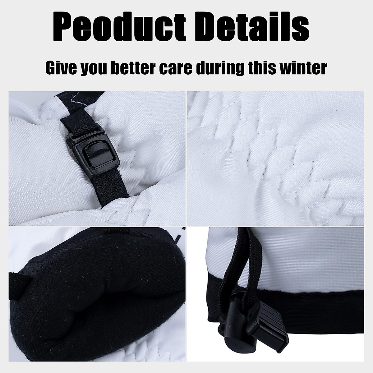 Tofern Snow Ski Mittens Waterproof Insulated for Women & Men, Inner Finger Glove, Flexible Thermal Couples Winter Sport Adult Gloves for Skiing Snowboarding, Leather Palm