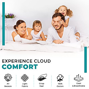 Feather & Stitch Softest 100% Cotton Sheets, 300 Thread Count Percale Weave Bedding, 16" Deep Pocket, Cooling Sheets, Breathable Bed Set, Hotel Premium Quality (King, Floral)