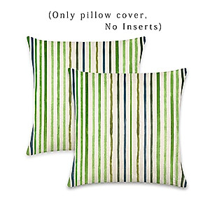 UINI Set of 2 Striped Throw Pillow Covers, 20×20 Outdoor Spring Summer Pillow Covers, Farmhouse Bohemian Style Decorative Cushion Covers for Furniture Patio Couch Bench Sofa