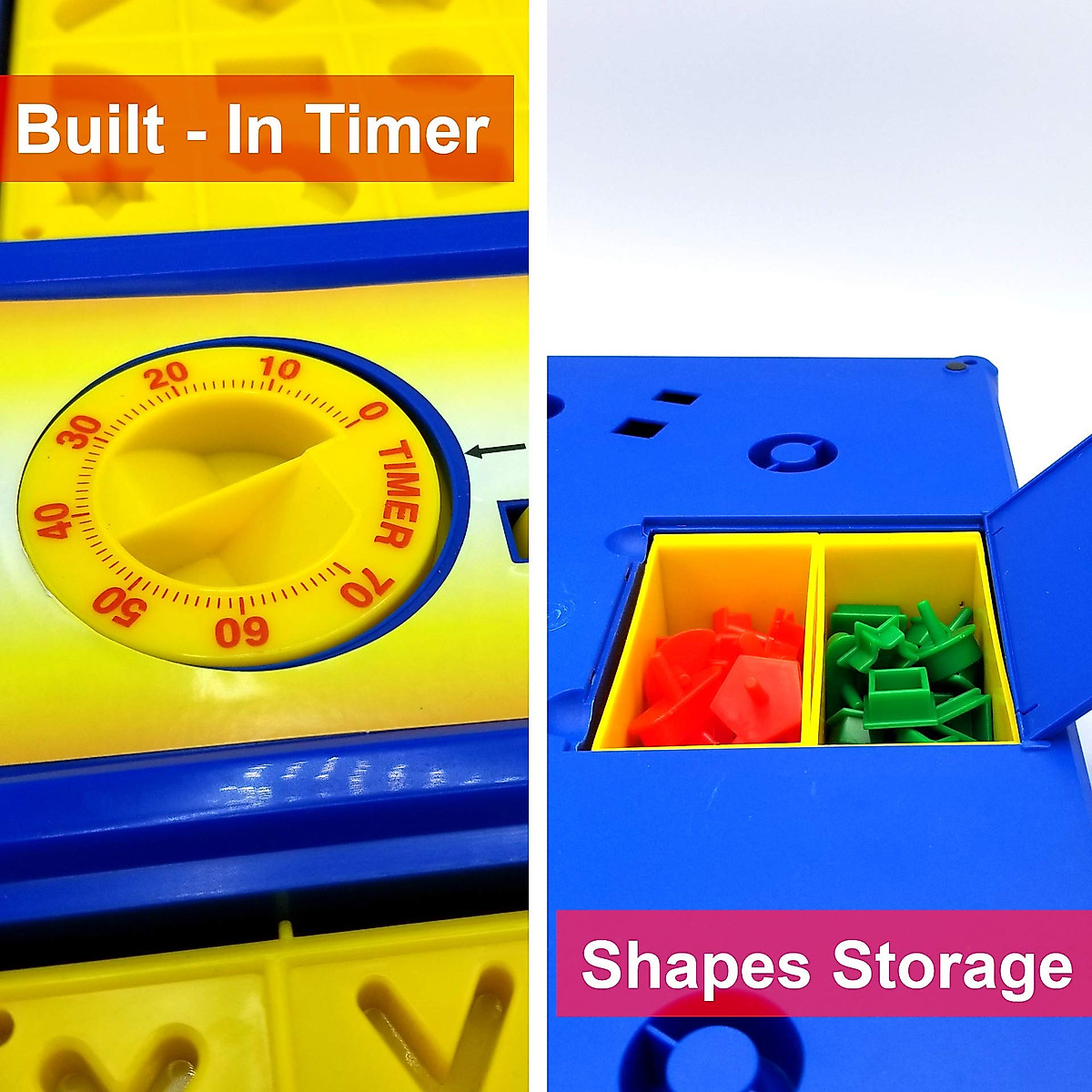 MUKIKIM Scramble - Shape Matching Family Board Game! Sorting Shapes Fast Before The Time is Up & Pieces Pop Out! Play Solo/with Friends. 12-Shape Junior Version Plates Included!